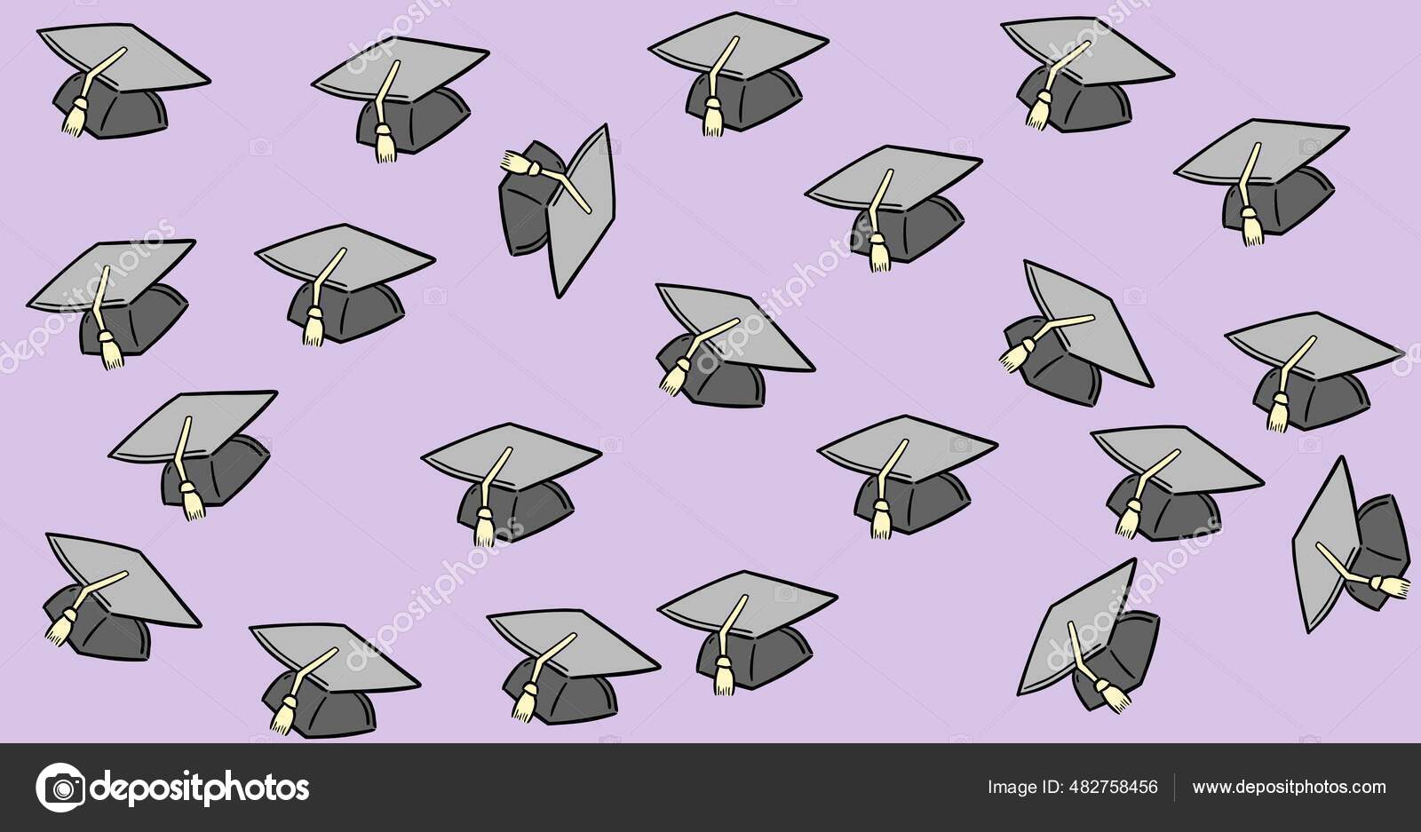 Composition Multiple Graduation Hats Purple Background Education School ...