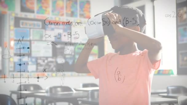 Animation Mathematical Formulas Schoolboy Using Headset Global Online ...