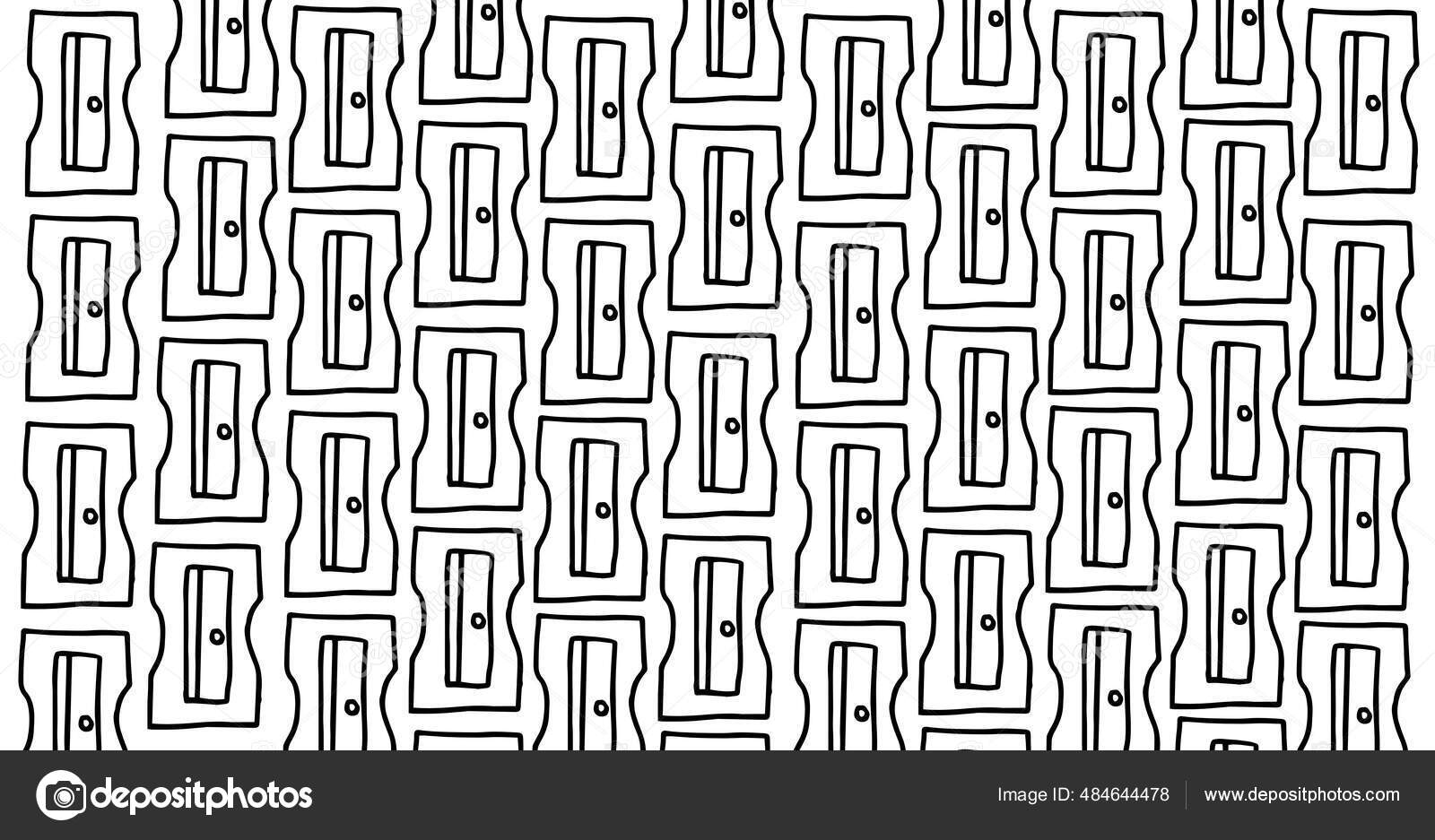 Composition Black Outline Pencil Sharpeners Repeated Rows Forming ...