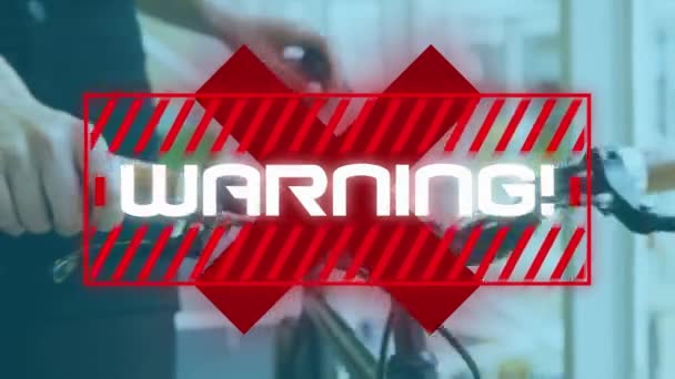 Animation Warning Text Woman Bike Global Covid Pandemic Communication ...