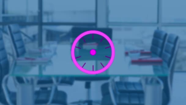 Animation Purple Scope Scanning Empty Office Global Business Digital ...