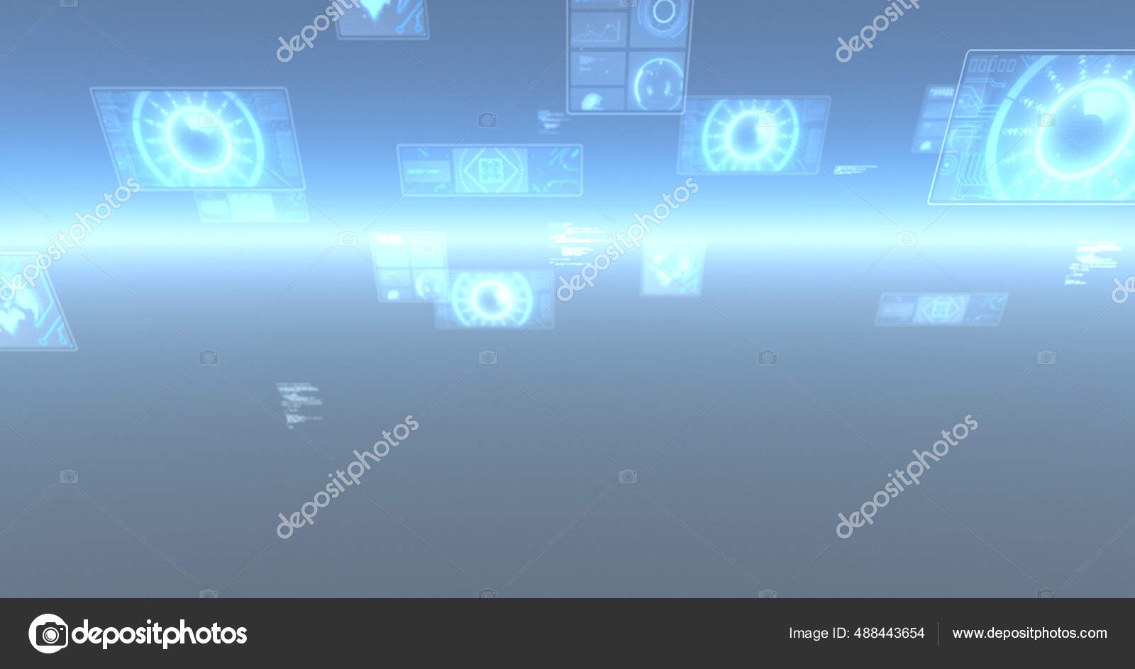 Image Data Processing Scopes Scanning Screens Glowing Blue Background ...