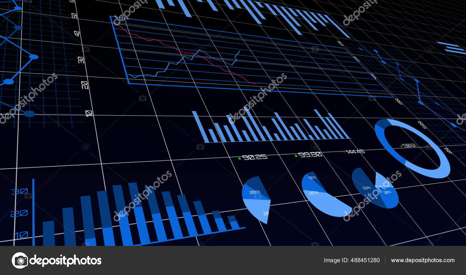 Image Statistic Lines Charts Graphs Recording Processing Grid Numbers ...