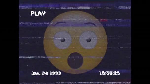 Animación Digital Del Efecto Vhs Glitch Sobre Emoji Sonriente Cara ...