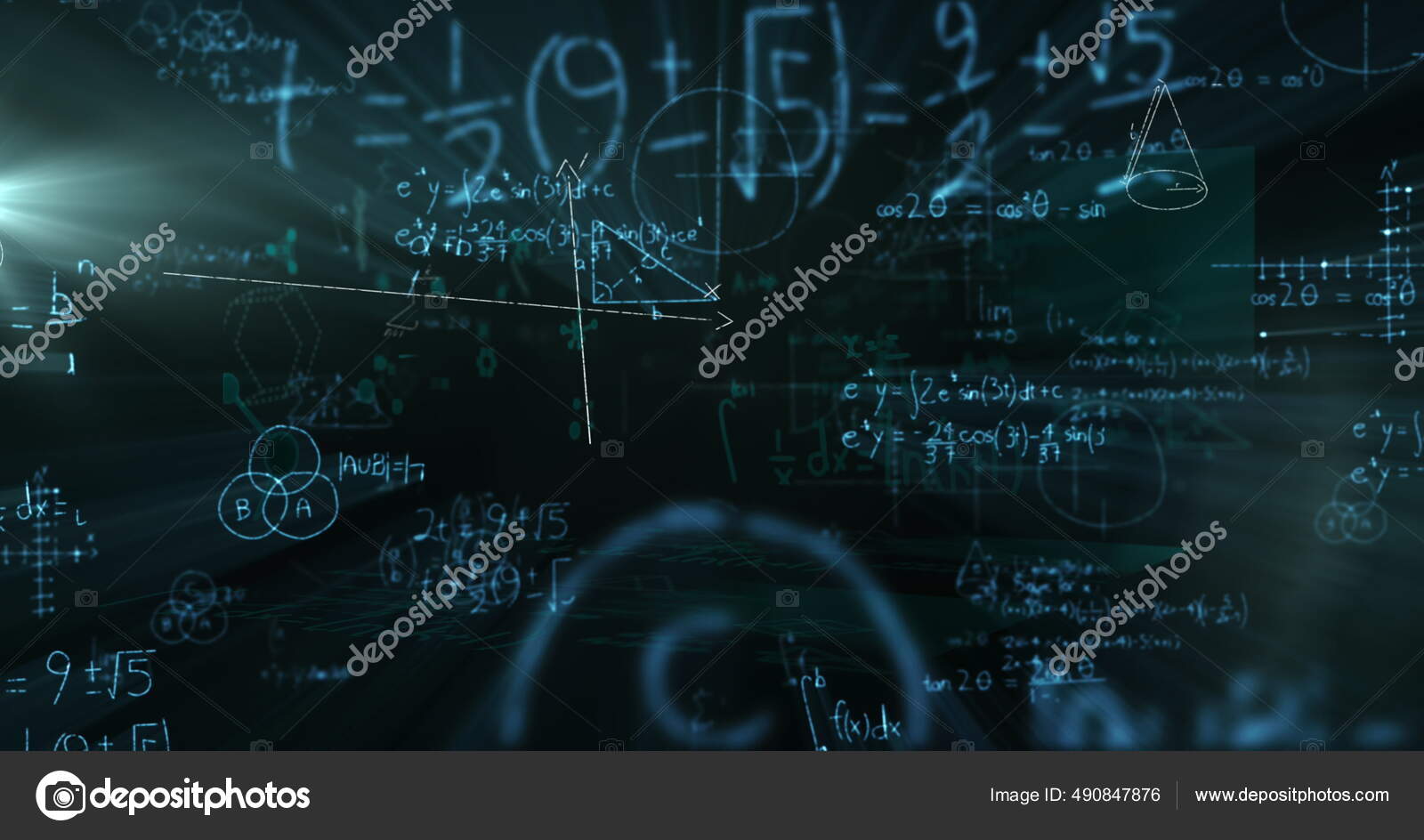 Image Mathematical Equations Floating Black Background Education Back ...