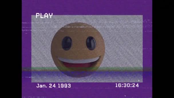 Animación Digital Del Efecto Vhs Glitch Sobre Emoji Sonriente Cara ...