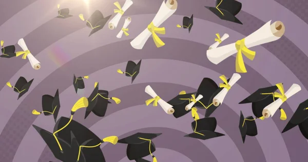 Composition Multiple Graduation Hats Purple Background Education School ...