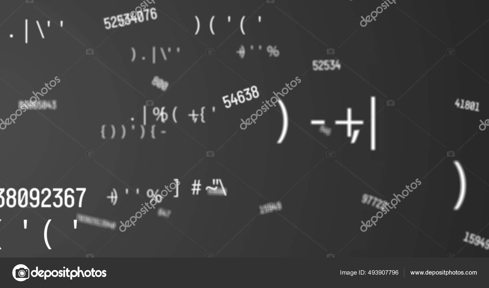 Digital Image Multiple Changing Numbers Symbols Floating Grey ...