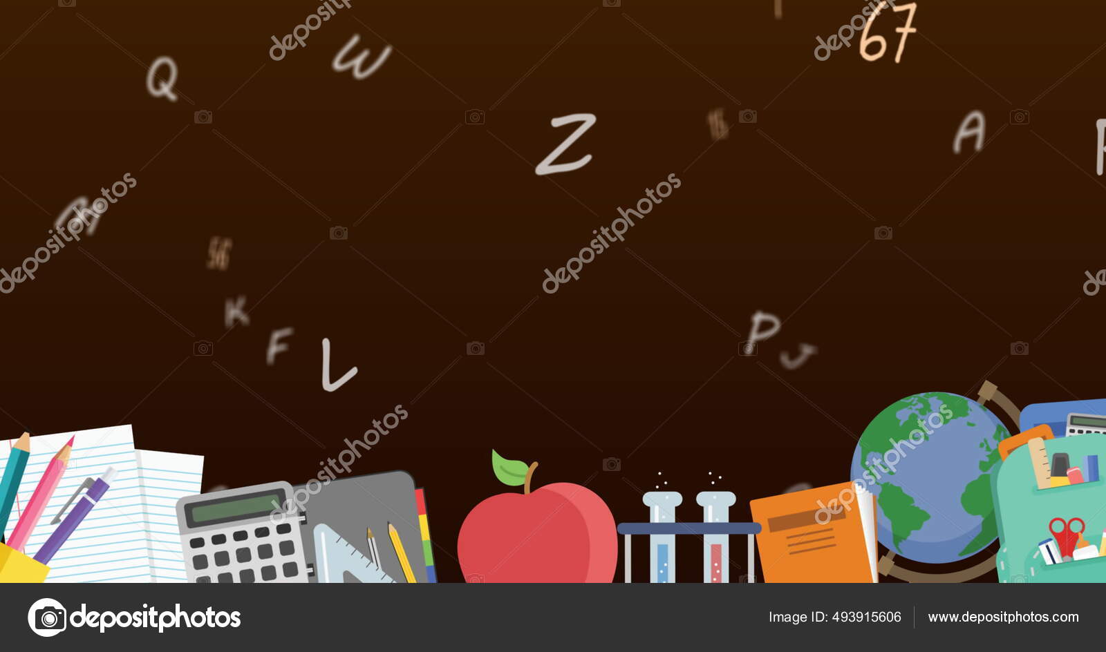 Digital Image School Concept Icons Multiple Changing Numbers Alphabets ...