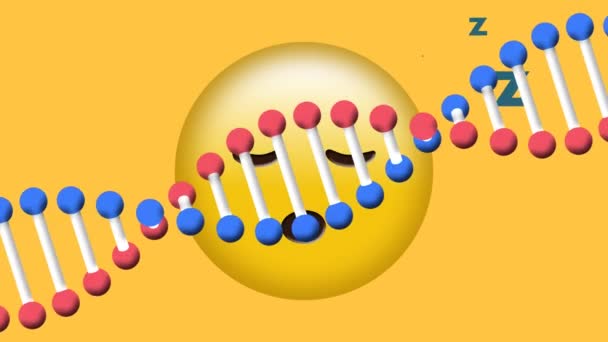 Digital Animation Dna Structure Spinning Sleepy Face Emoji Yellow ...