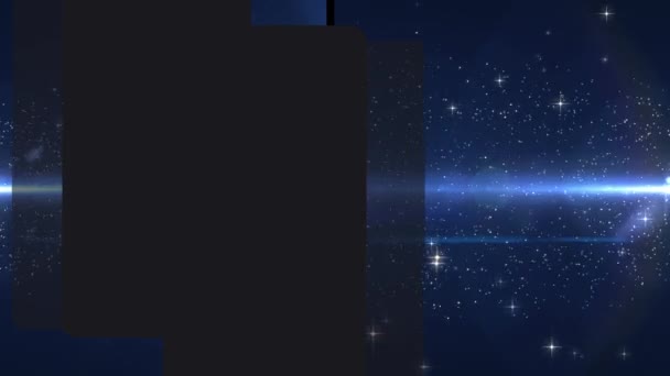 Animation Split Screen Moving Spotlight Blue Trail Glowing Particles ...