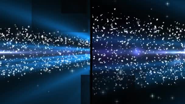 Animation Split Screen Showing Blue Spotlight Light Beams Glowing ...