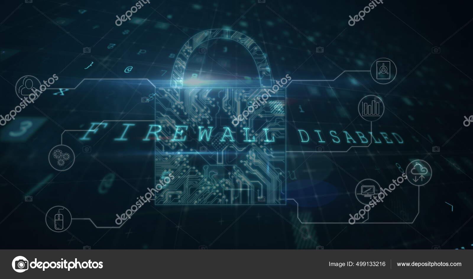 Digital Image Cyber Security Lock Its Components Vector Icons Random ...