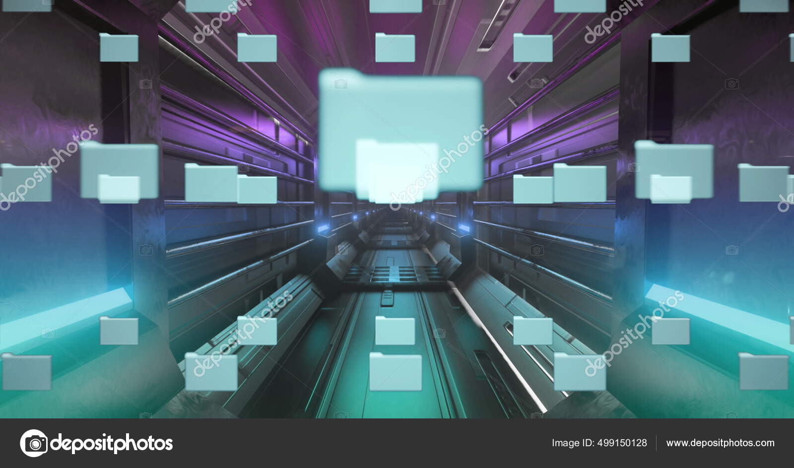 Image Digital Interface Data Processing Icons Padlock Digital Tunnel — Stock Photo ...