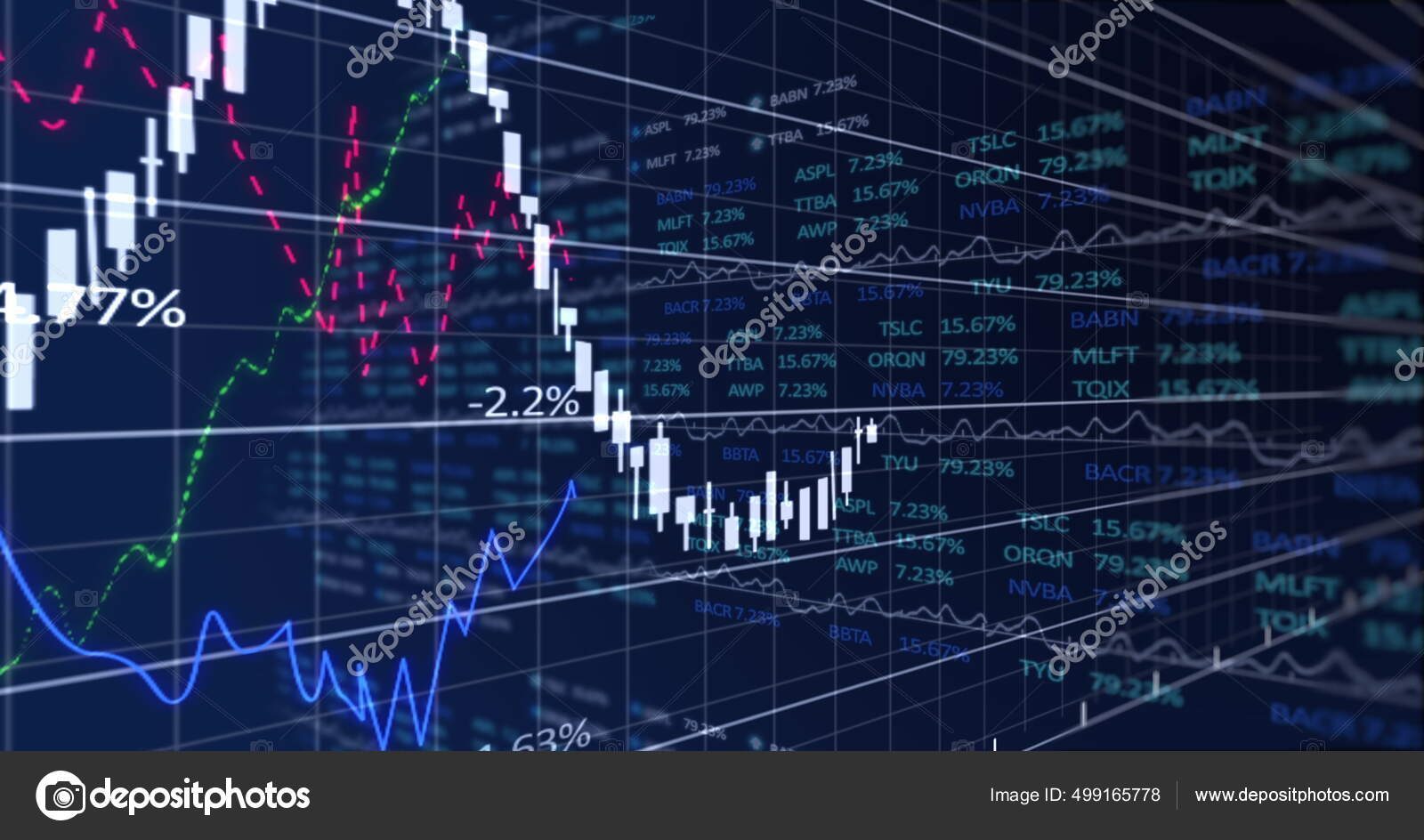 Image Stock Market Display Green Pink Blue Stock Market Tickers — Stock ...