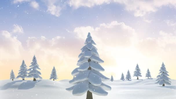 Animation Snow Falling Fir Trees Winter Landscape Christmas Tradition ...