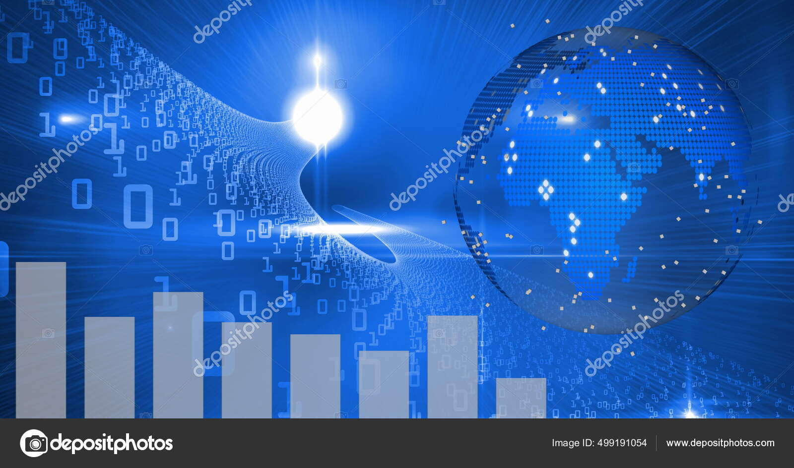 Digital Image Bitmap Image World Fluctuating Bar Graph Binary Codes — Stock Photo ...