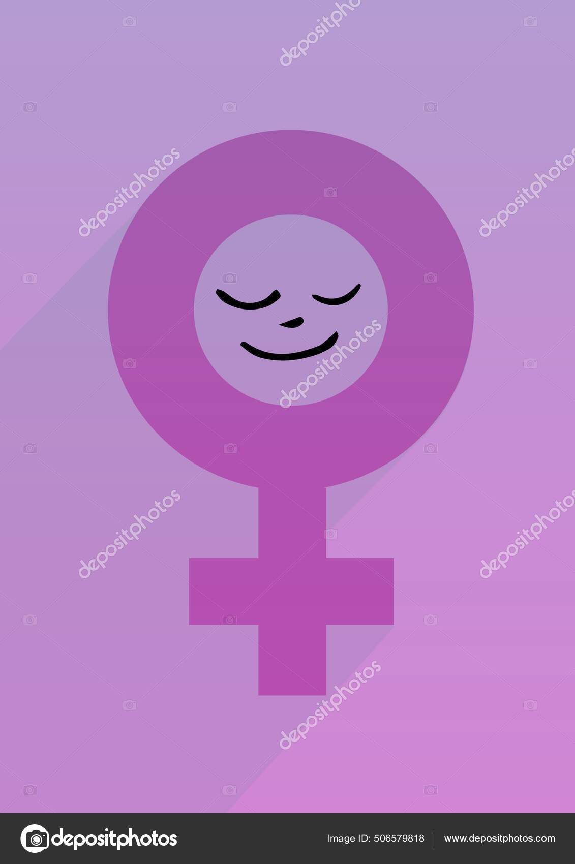 Digitally Generated Image Female Gender Symbol Icon Purple Background ...
