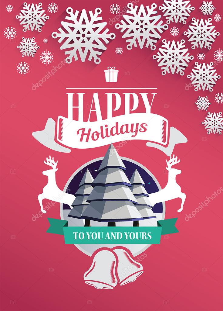 Happy holidays message vector with cute illustrations Stock Vector by ...