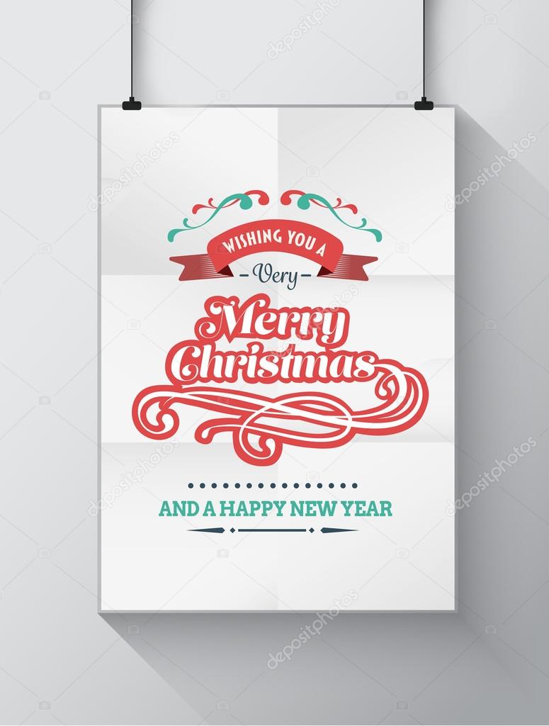 Christmas greeting message with illustrations on poster Stock Vector by ...