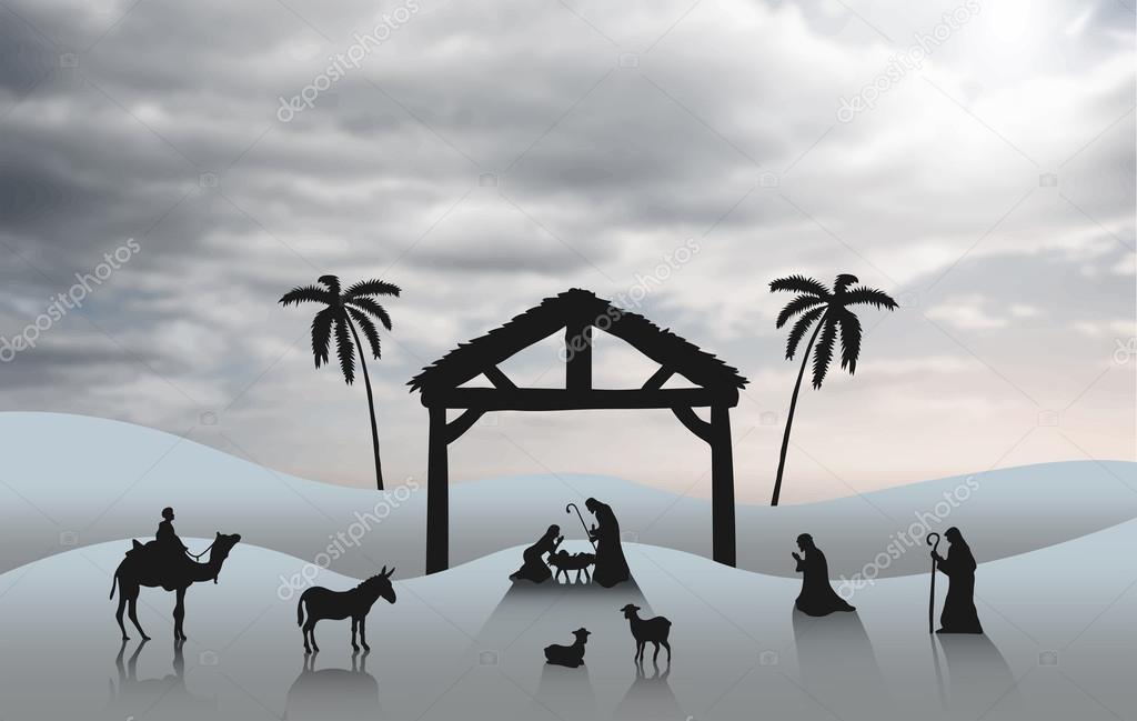 Christmas vector with nativity scene — Stock Vector © vectorfusionart ...