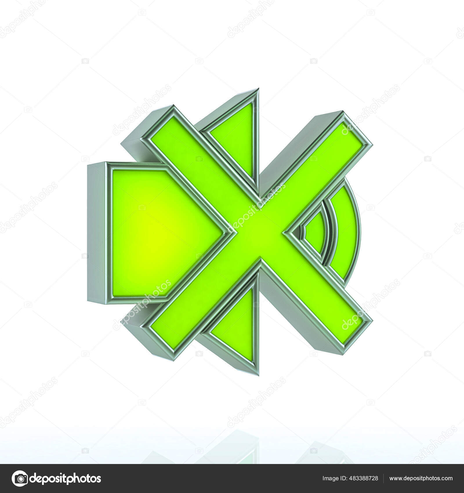 Green Mute Button Media Control Symbols White Background Multimedia ...