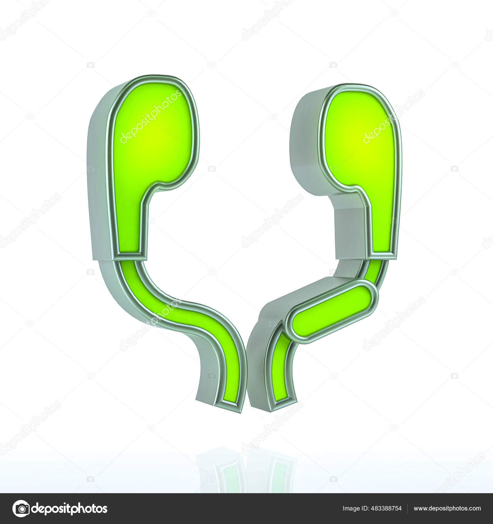 Green Headphone Button Media Control Symbols White Background ...