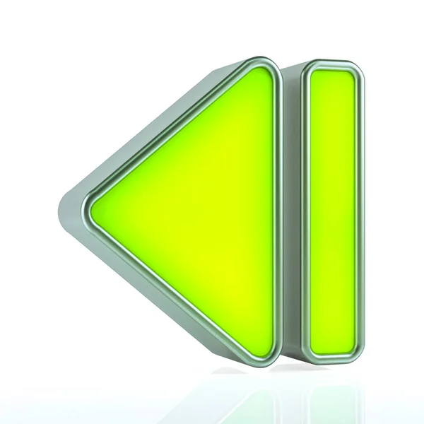 Green Backwards Button Media Control Symbols White Background ...