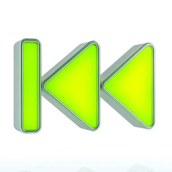 Green Backwards Button Media Control Symbols White Background ...