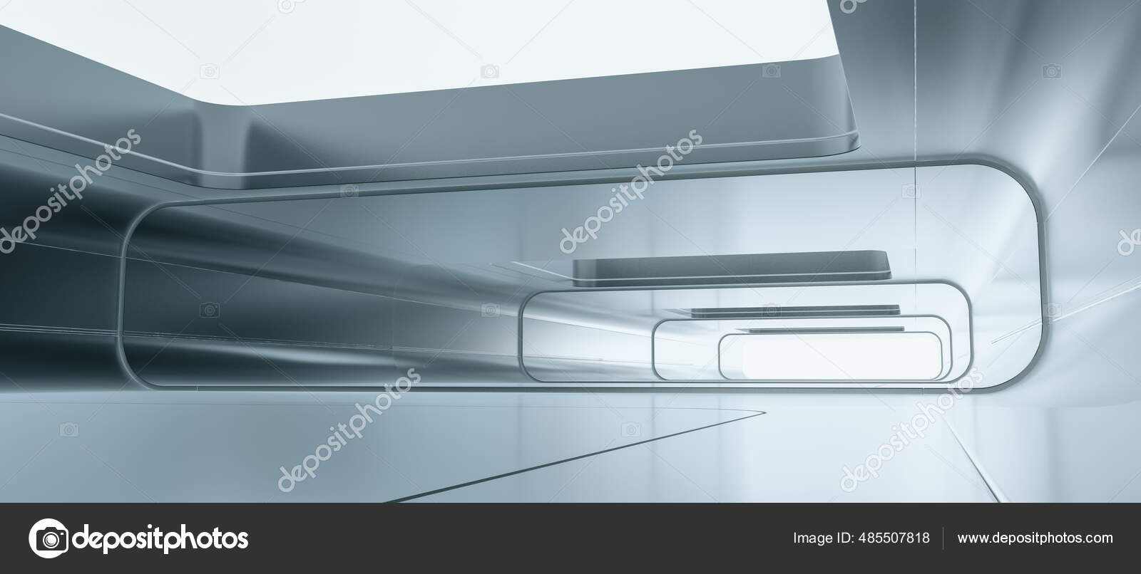 Spaceship Corridor Futuristic Tunnel Light Interior View Future Background Business — Stock ...