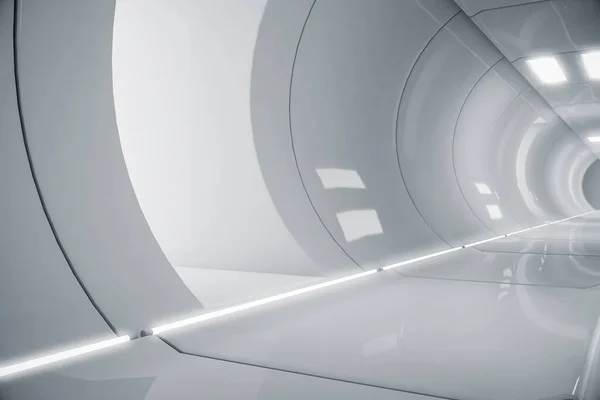 Spaceship Corridor Futuristic Tunnel Light Interior View Future Background Business — Stock ...