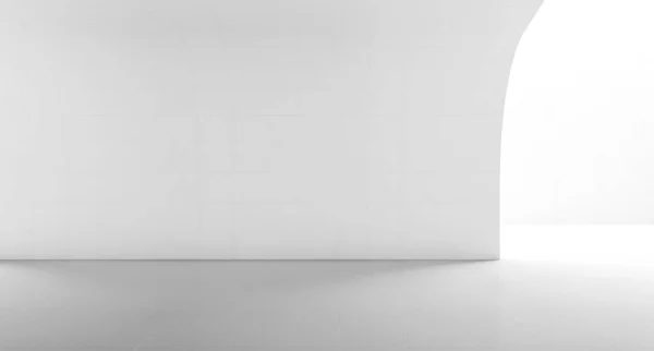 Empty abstract white space with curve wall. Modern blank showroom with ...