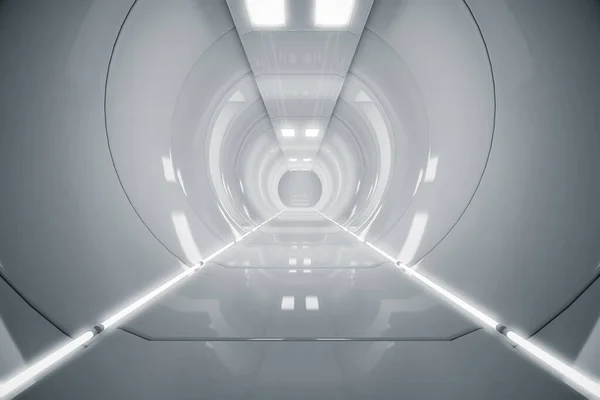 Abstract Circle Spaceship Corridor Futuristic Tunnel Light Future Interior Background — Stock ...