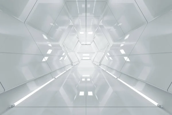 Abstract Triangle Spaceship Corridor Futuristic Tunnel Light Future Interior Background Stock ...