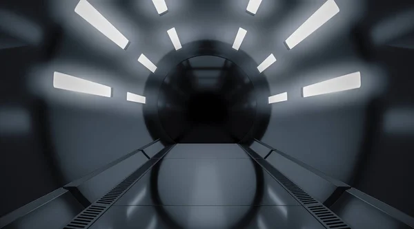 Abstract Circle Spaceship Corridor Futuristic Tunnel Light Future Interior Background — Stock ...