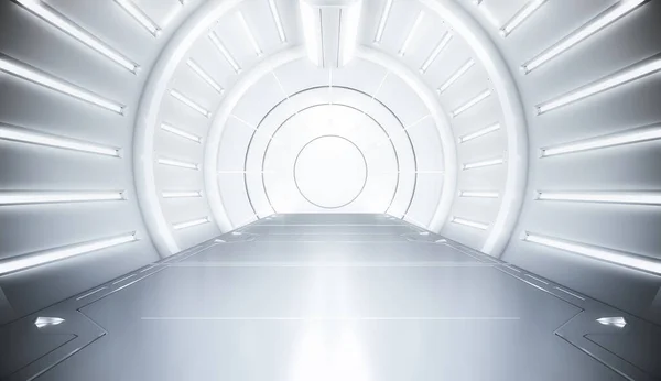 Abstract Circle Spaceship Corridor Futuristic Tunnel Light Future Interior Background — Stock ...