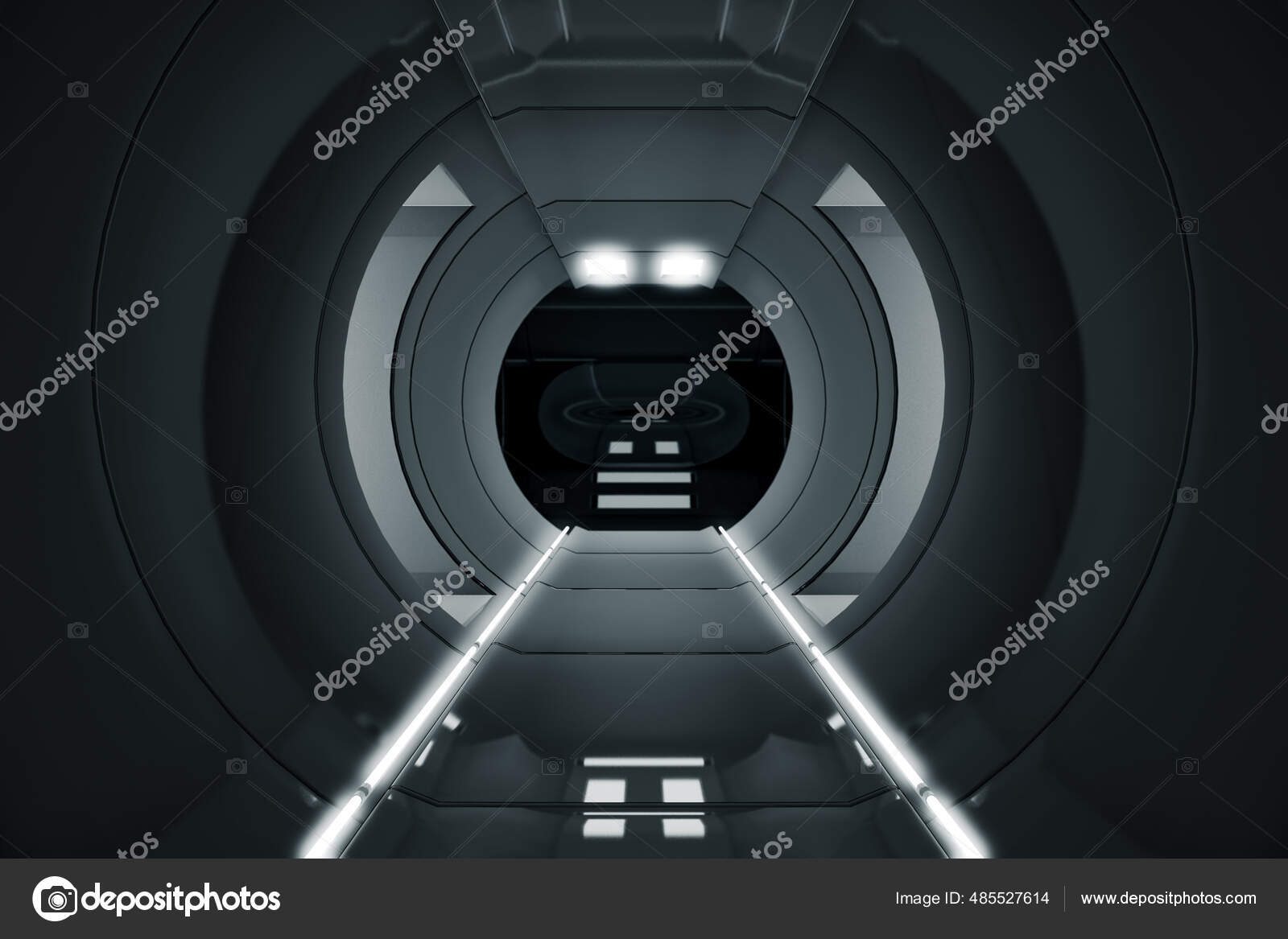 Abstract Circle Spaceship Corridor Futuristic Tunnel Light Future ...