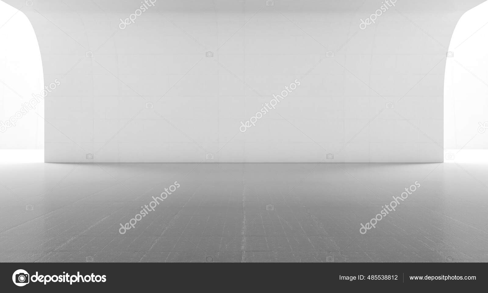Empty Abstract White Space Curve Wall Modern Blank Showroom Floor Stock ...