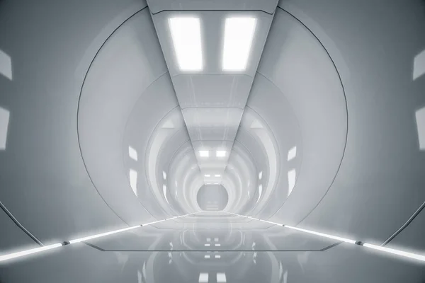 Abstract Circle Spaceship Corridor Futuristic Tunnel Light Future Interior Background — Stock ...