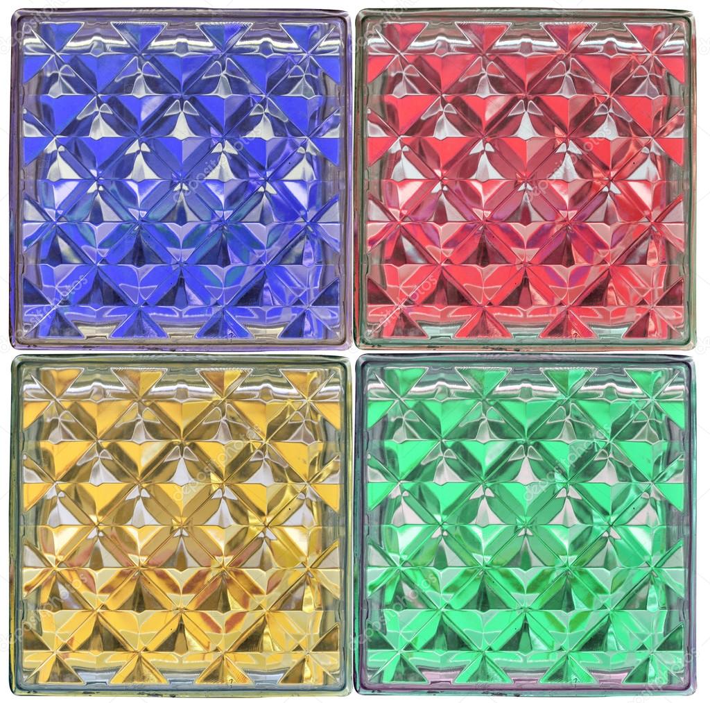 Surface red green blue yellow glass block in square style — Stock Photo ...