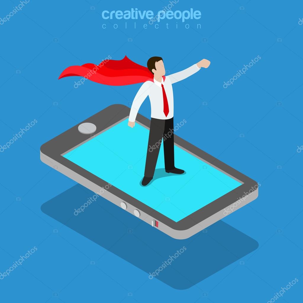 Mobile superhero isometric concept Stock Vector Image by ©Sentavio ...