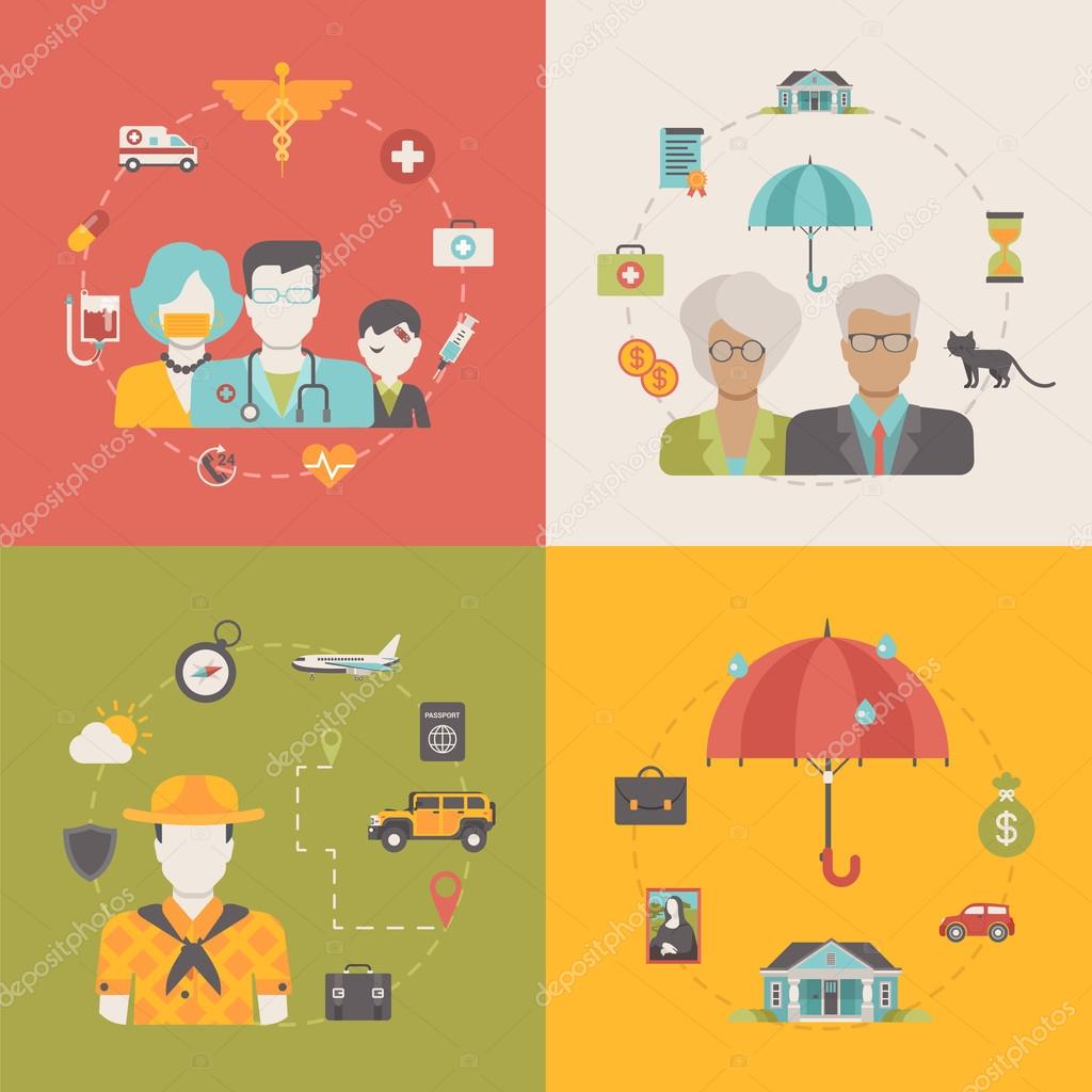 Insurance business modern flat set Stock Vector Image by ©Sentavio ...
