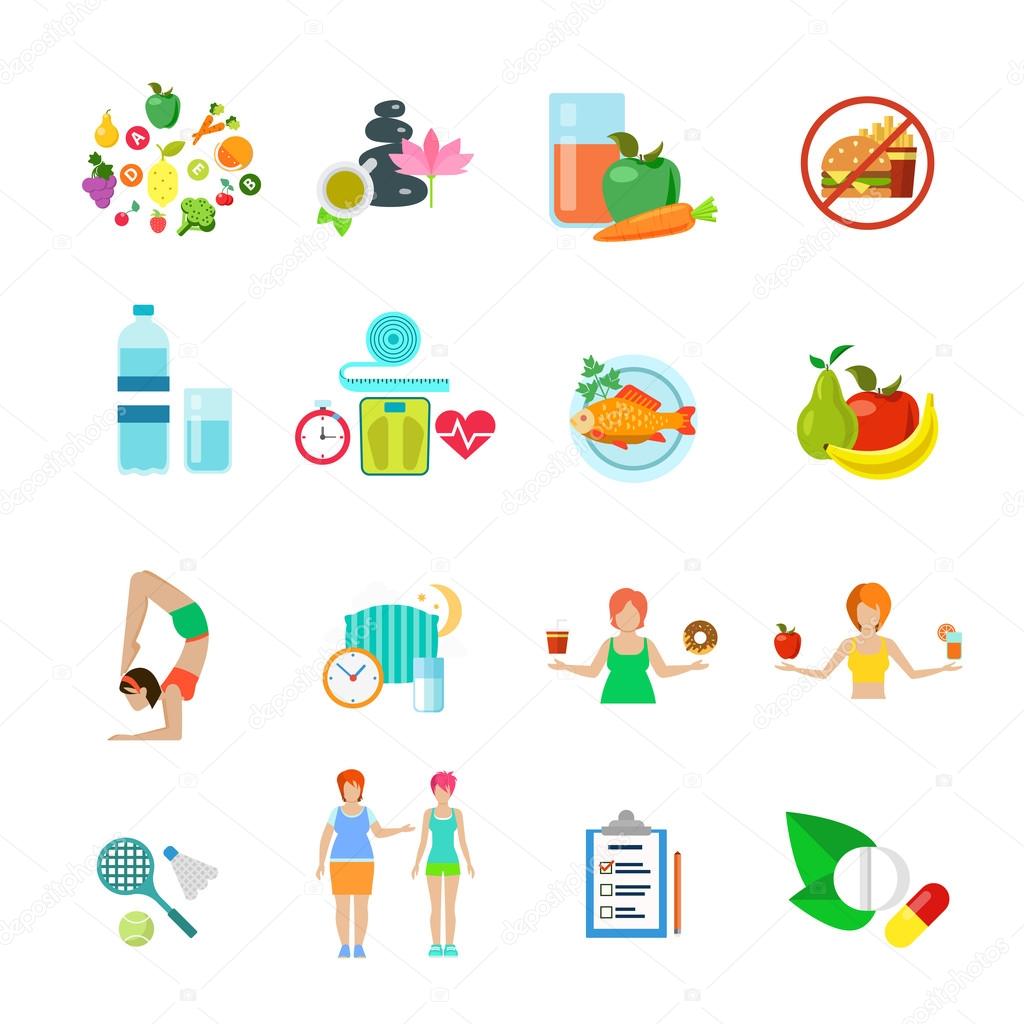 Healthy lifestyle icons set. Stock Vector by ©Sentavio 110922884