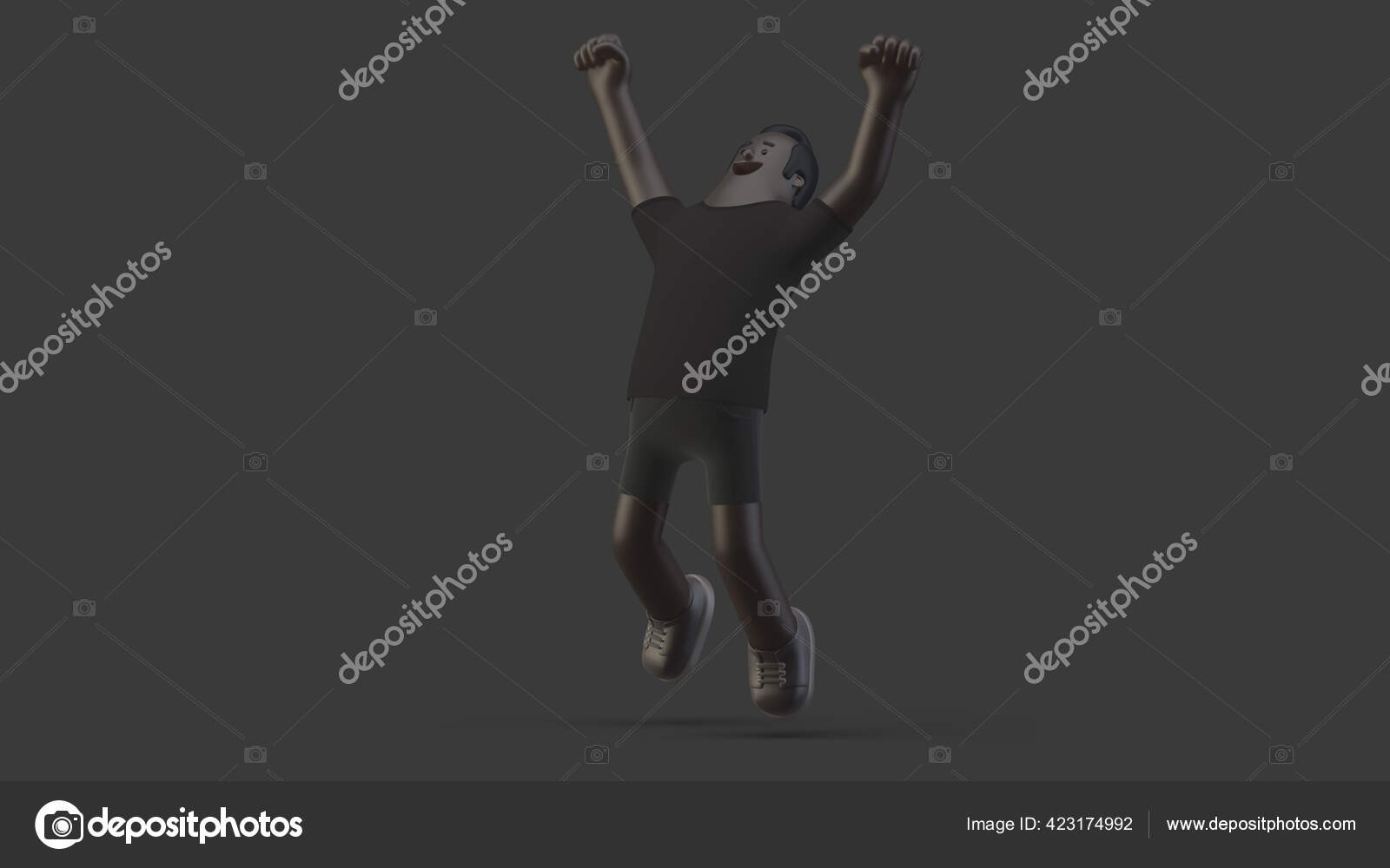 Man Character Abstract Jumping Happy Winner Success Pose Illustration ...