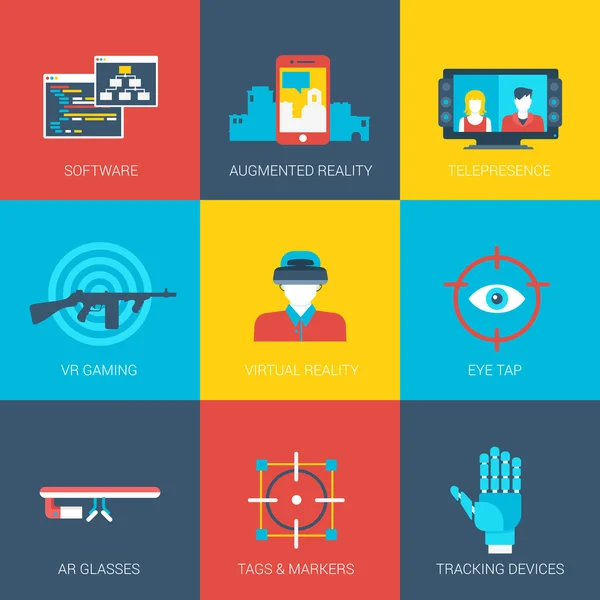 Icons set virtual reality — Stock Vector © Sentavio #83132790 Icons set virtual reality — Stock Vector © Sentavio #83132790