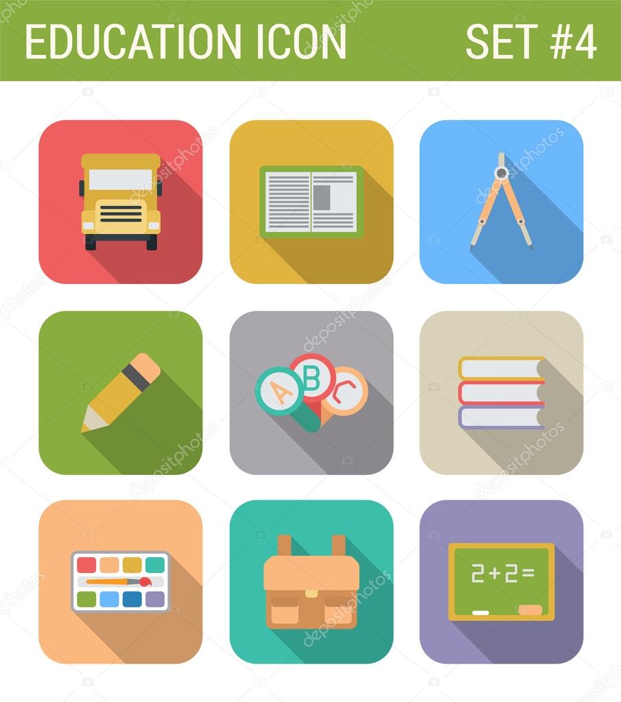 Flat style education icon set. Stock Vector by ©Sentavio 83130208