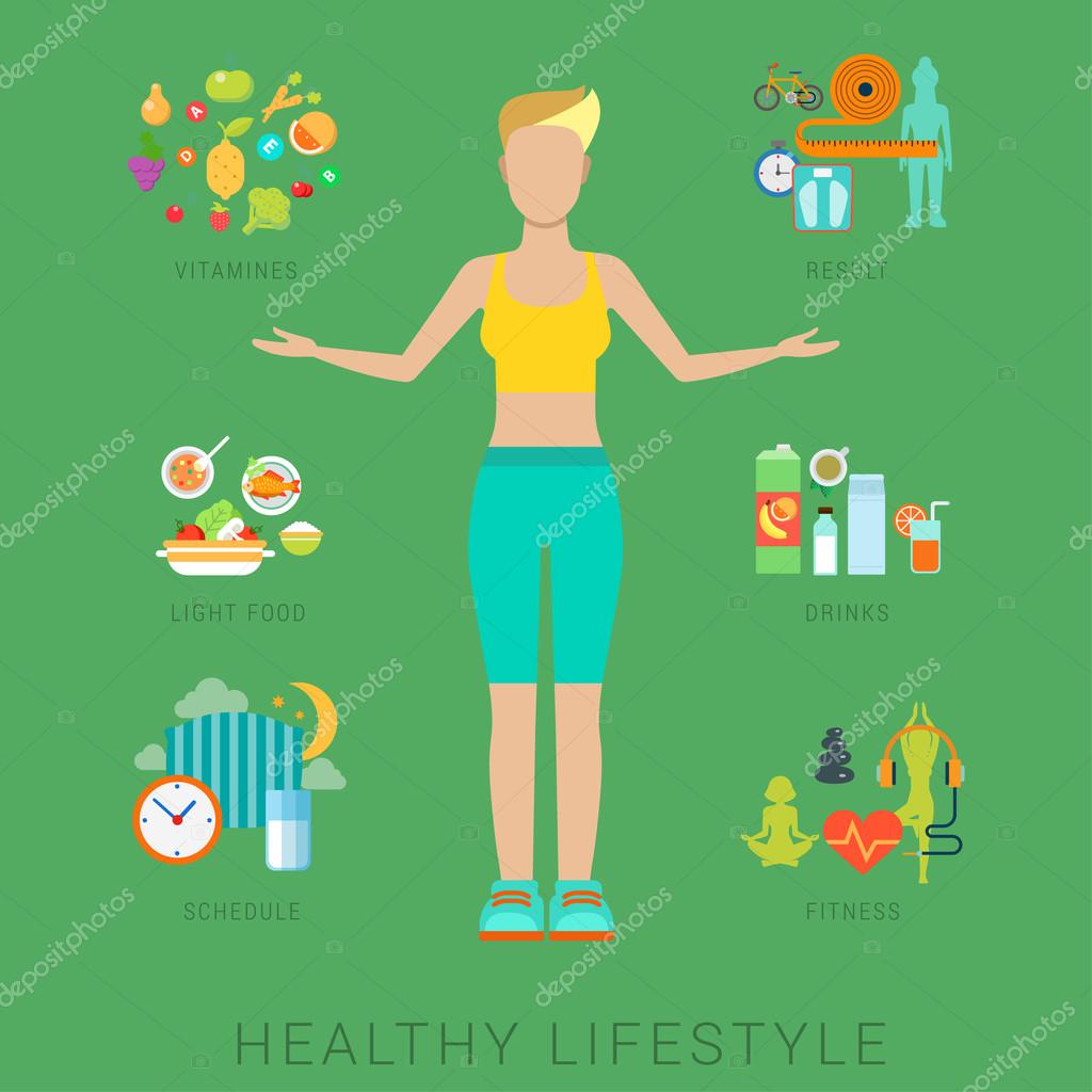 Slim healthy lifestyle infographics concept. — Stock Vector © Sentavio ...