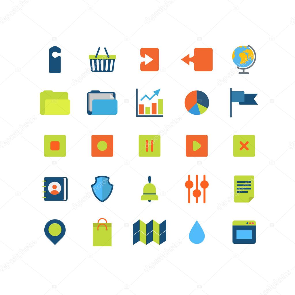 Flat style of app interface icons Stock Vector by ©Sentavio 83142546