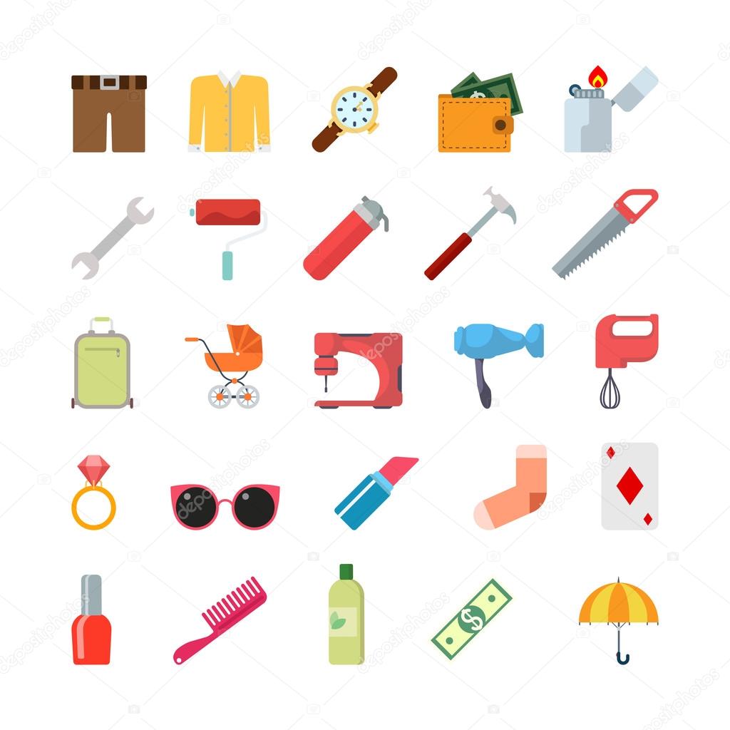 Misc lifestyle clothing tools — Stock Vector © Sentavio #90651454