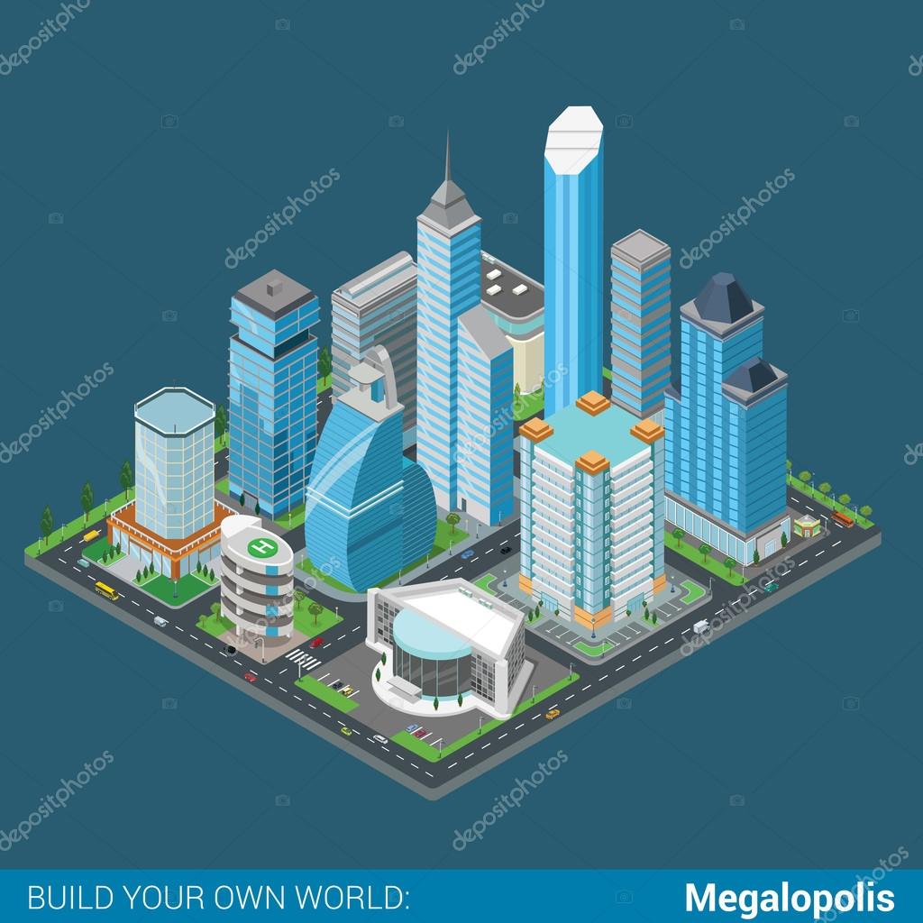 Isometric megalopolis business city Stock Vector Image by ©Sentavio ...